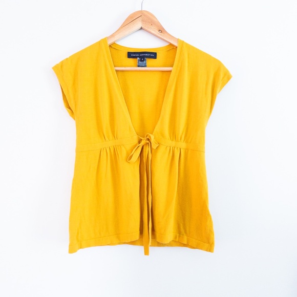 French Connection | Tops | French Connection Golden Yellow Tie Front ...
